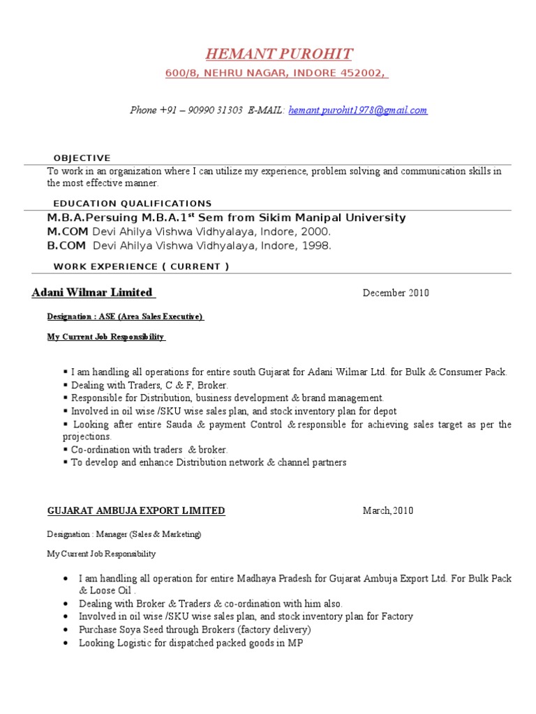 Hemant Resume | PDF | Sales | Business