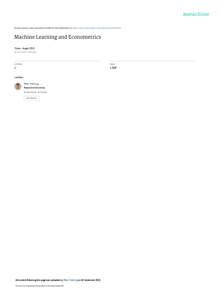 Machine Learningand Econometrics | PDF | Bootstrapping (Statistics ...