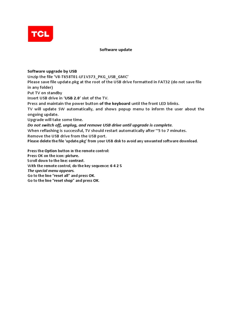 Software Update Procedure MT58 | PDF | Finance & Money Management | Computers