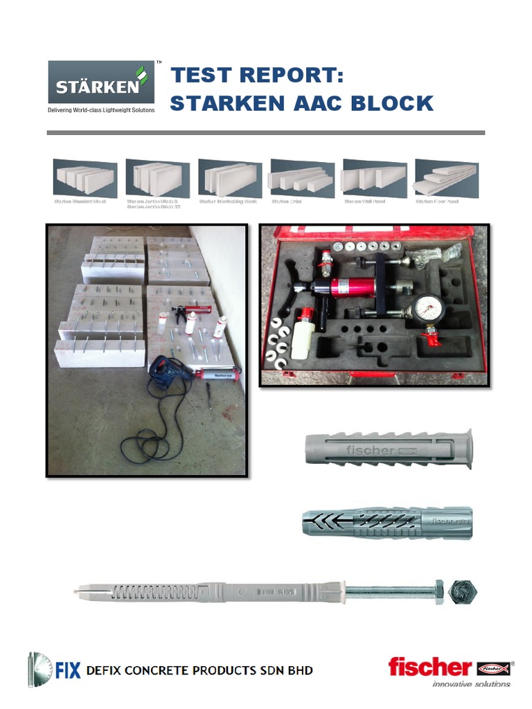 Fischer Starken AAC BlocksTensile Pull Out Test Report (Block) | PDF ...