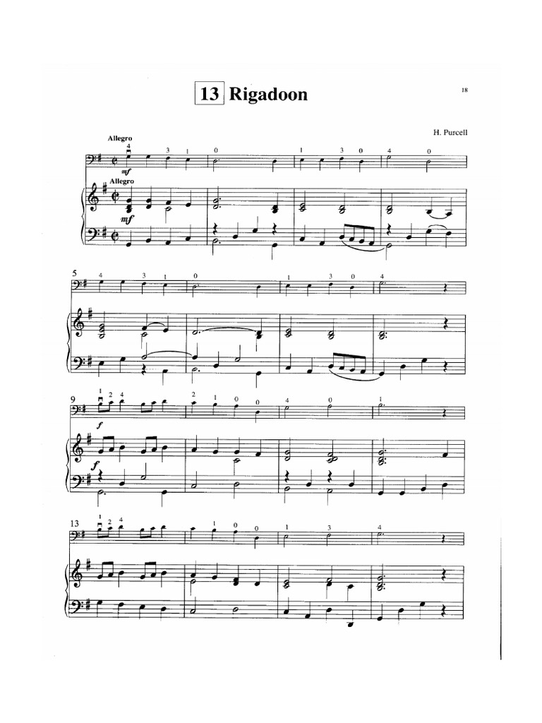 (Piano) Rigadoon - H. Purcell | PDF