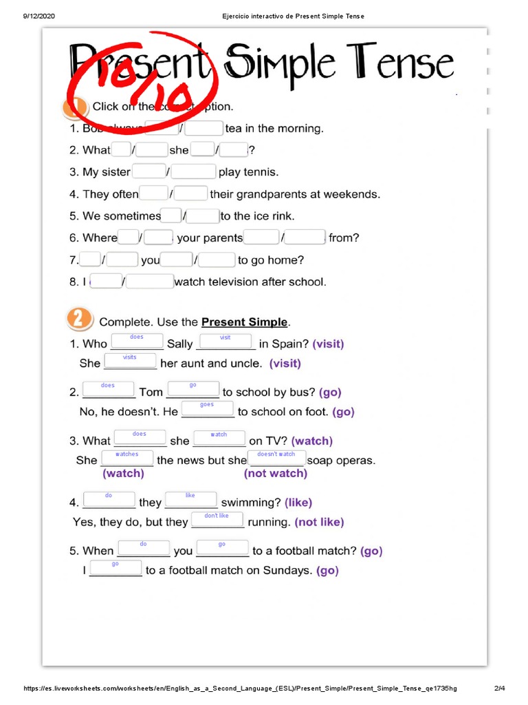 Grammar (Simple Present) 2 | PDF