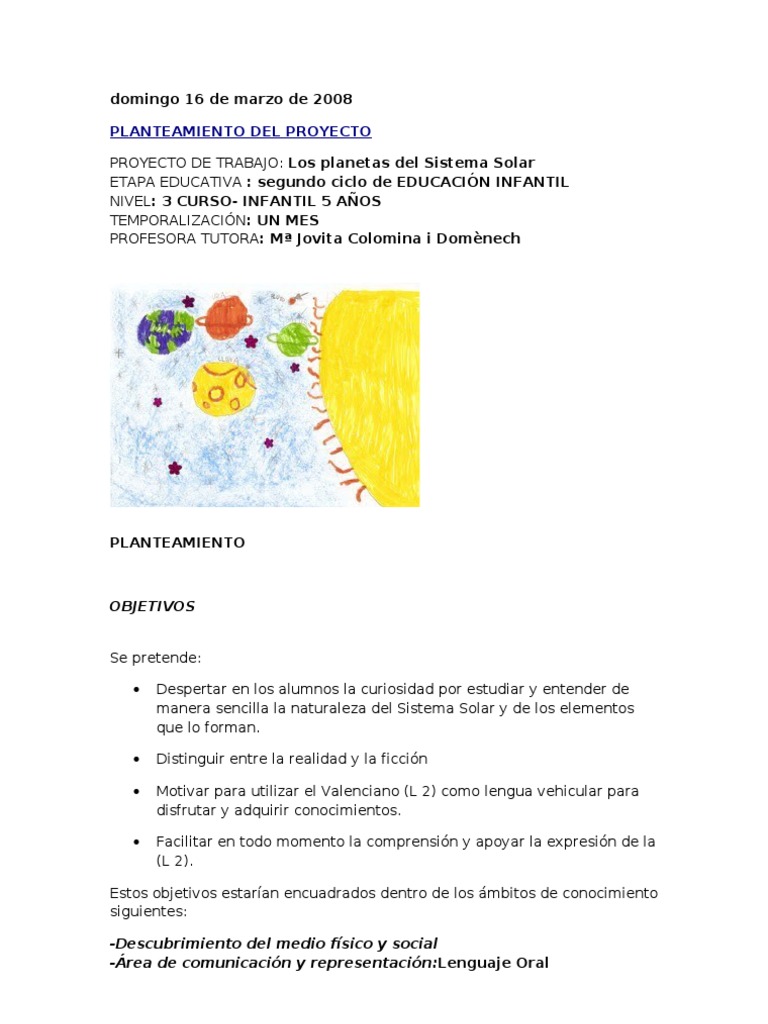 Proyecto Planetario | PDF | Planetas | Aprendizaje