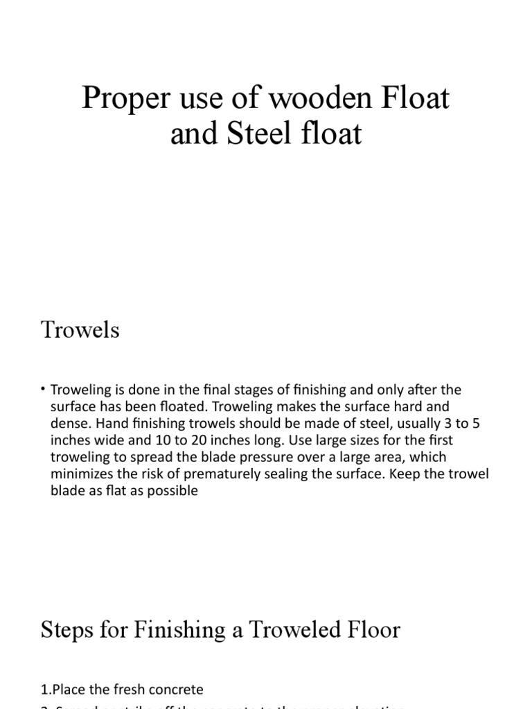 Proper Use of Wooden Float and Steel Float | PDF