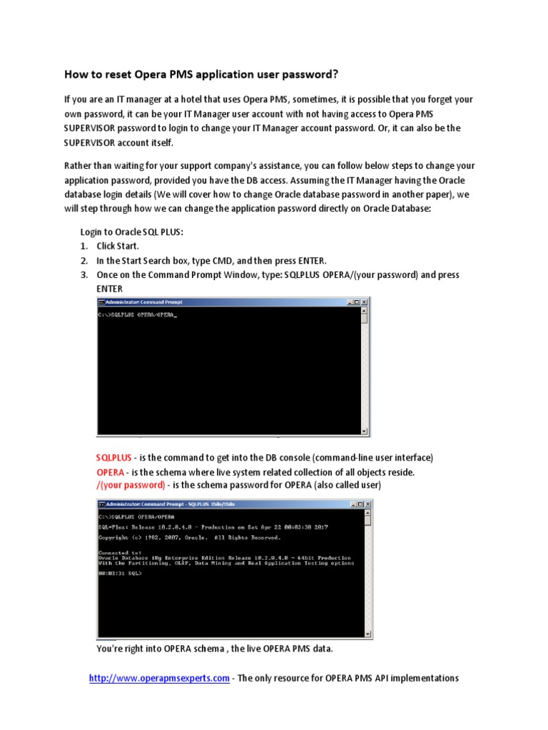 How To Reset Opera PMS Application User Password? How To Reset Opera ...