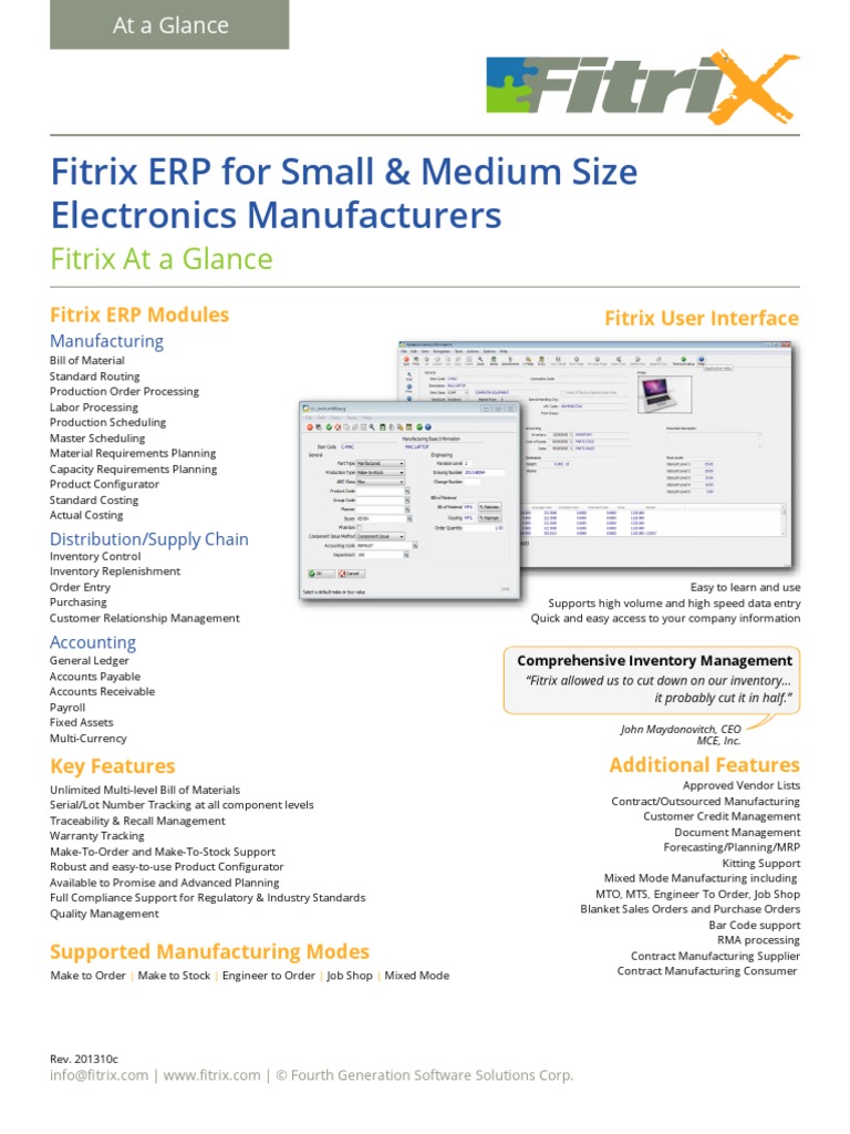 Fitrix ERP For Small & Medium Size Electronics Manufacturers | PDF | Citrix Systems | Enterprise ...