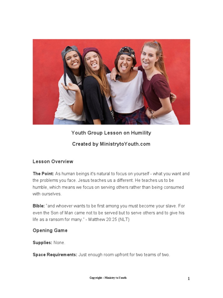 Youth Group Lesson On Humility | PDF | Humility | Slavery