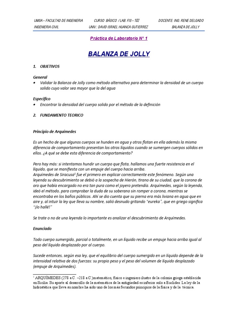Balanza de Jolly | PDF | Densidad | Cantidades fisicas