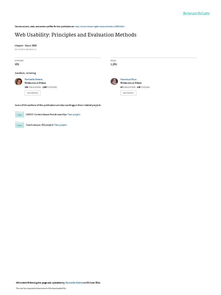 Web Usability Principles and Evaluation Methods | PDF | Usability ...