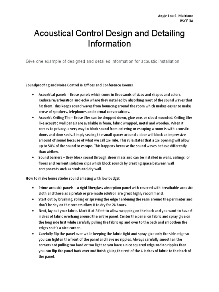 Acoustical Control Design and Detailing Information | PDF | Acoustics ...