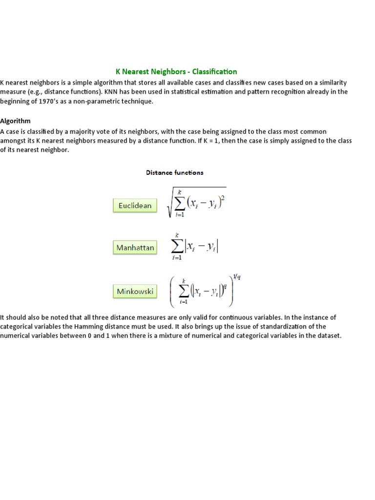 K Nearest Neighbors | PDF | Artificial Intelligence | Intelligence (AI ...