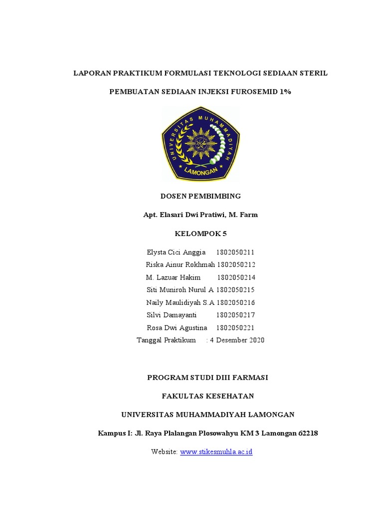 Formulasi Injeksi Furosemid 1% | PDF