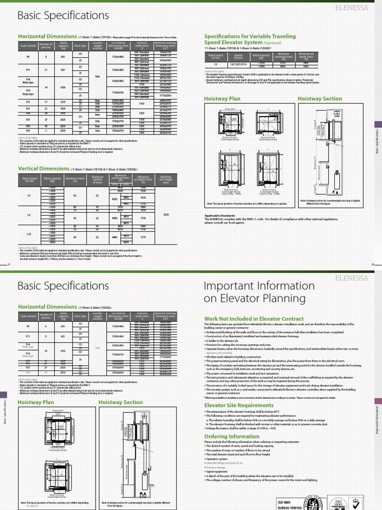 Specifications for Variable Traveling Speed Elevator Systems (1-Door 1 ...