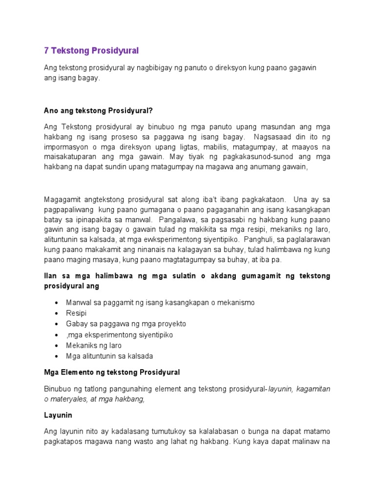 FILIPINO Tekstong Prosidyural | PDF