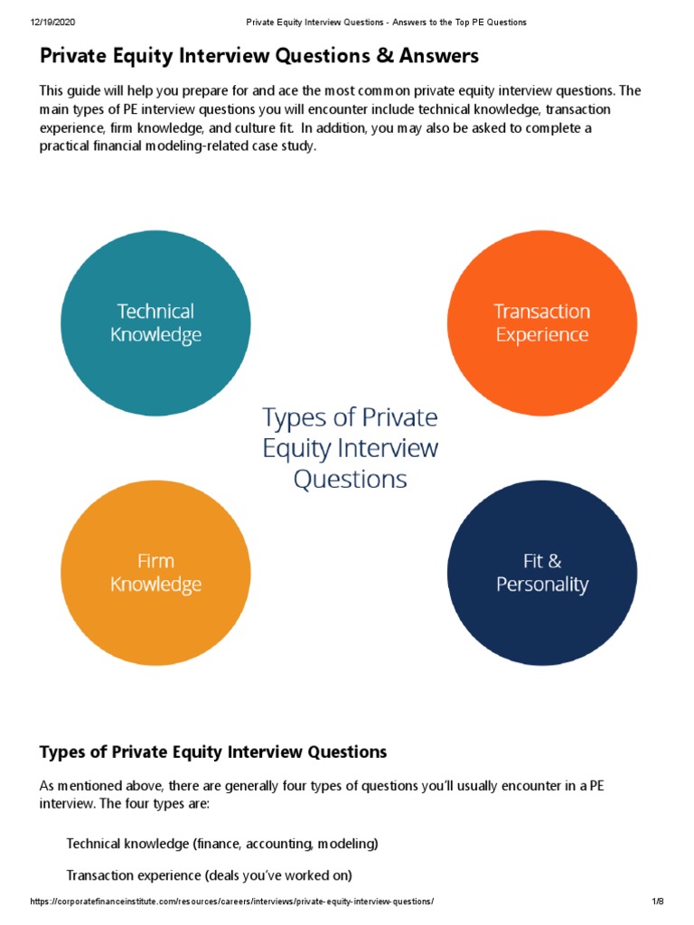 Private Equity Interview Questions - Answers To The Top PE Questions ...