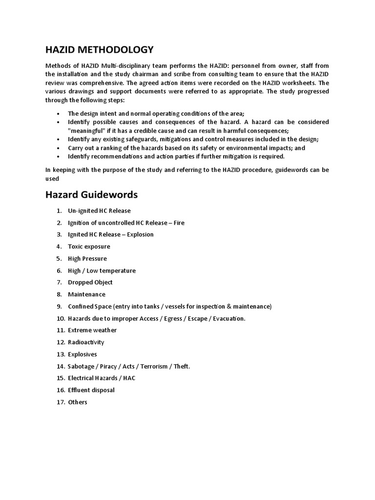 HAZID Methodology | PDF