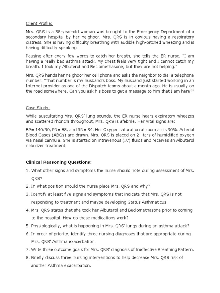 Clinical Reasoning Questions | PDF | Wellness | Science & Mathematics