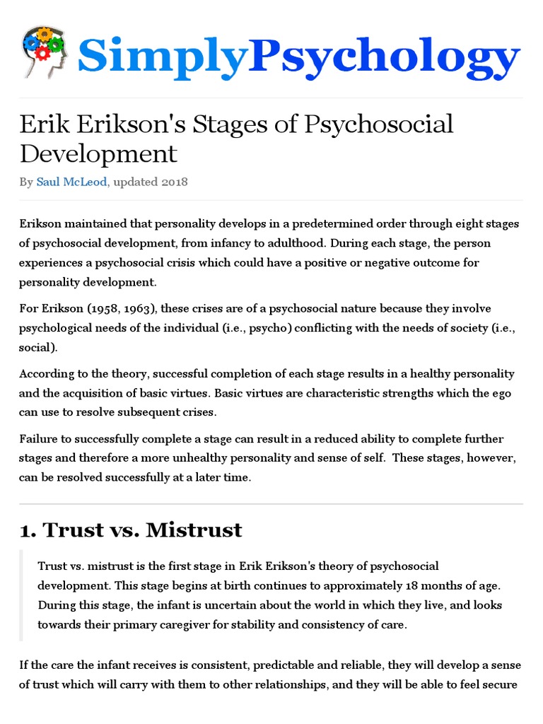 Erik Erikson PDF | PDF | Neuroscience | Behavioural Sciences