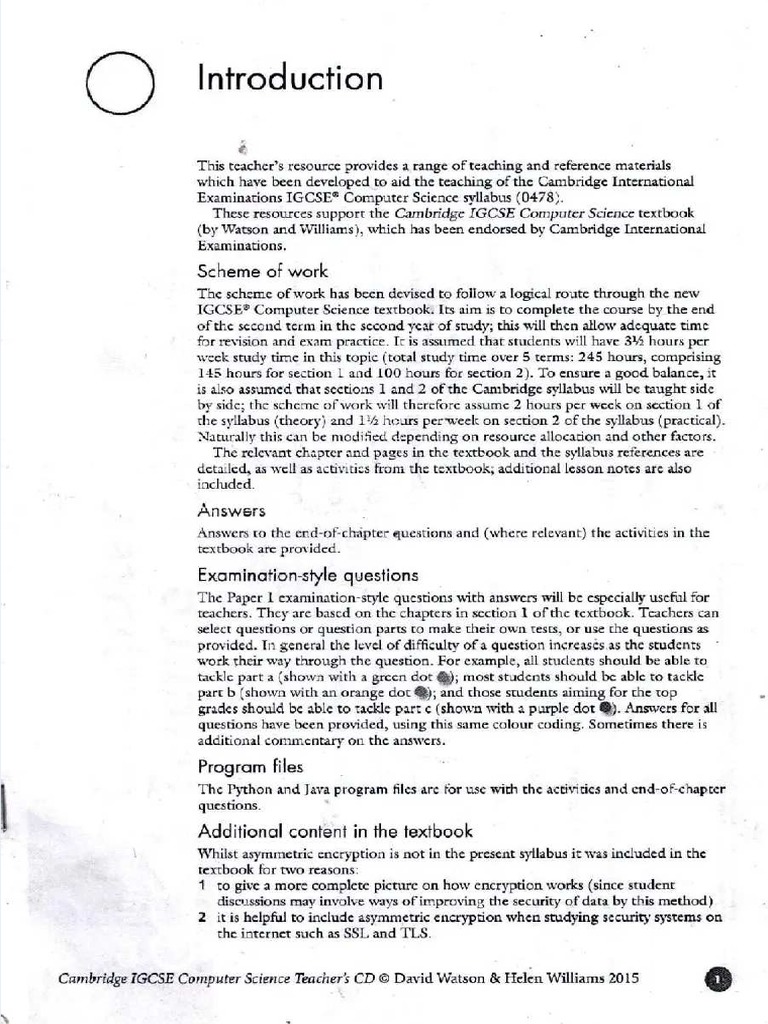 Answer Key IGCSE Computer Science | PDF