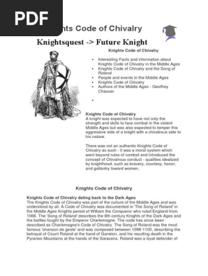 Code Of Chivalry King Arthur