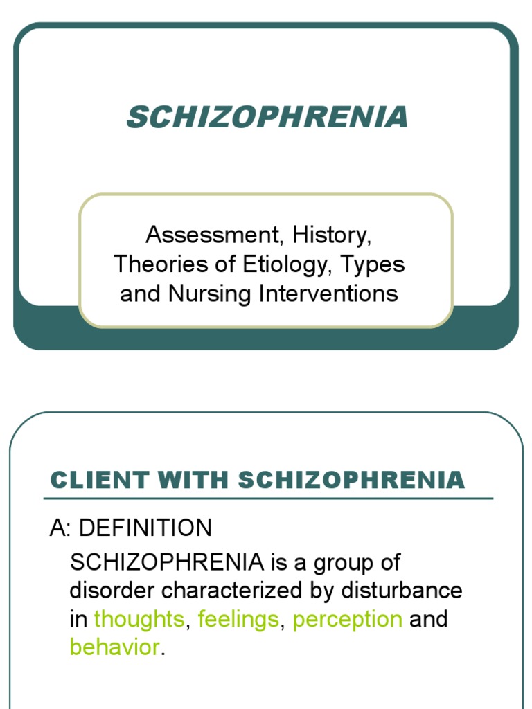 Schizophrenia: Assessment, History, Theories of Etiology, Types and ...