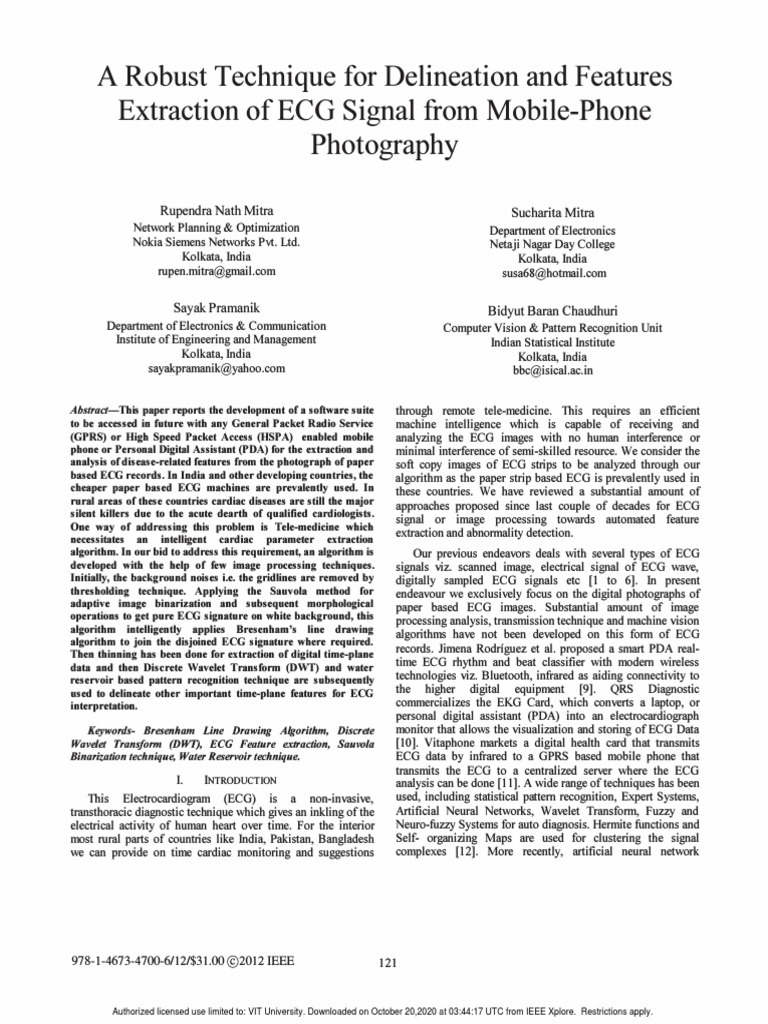 ECG Feature Extraction Using Mobile Phone Photography | PDF ...