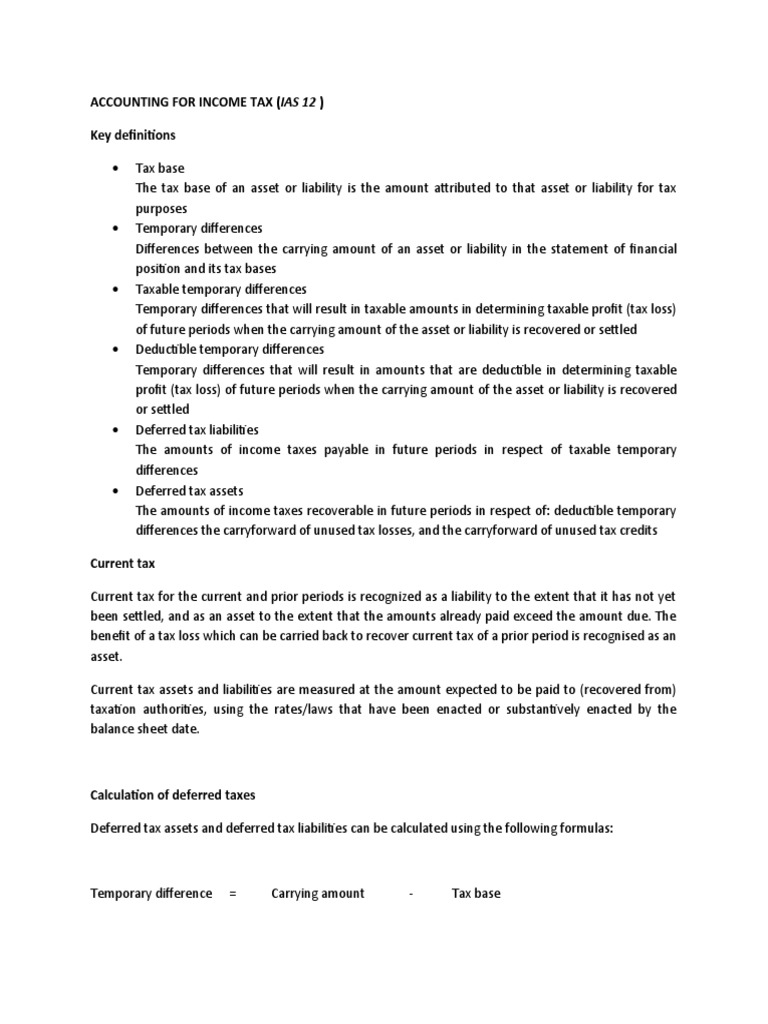 0 - Accounting For Income Tax Summary | PDF | Deferred Tax | Tax Expense