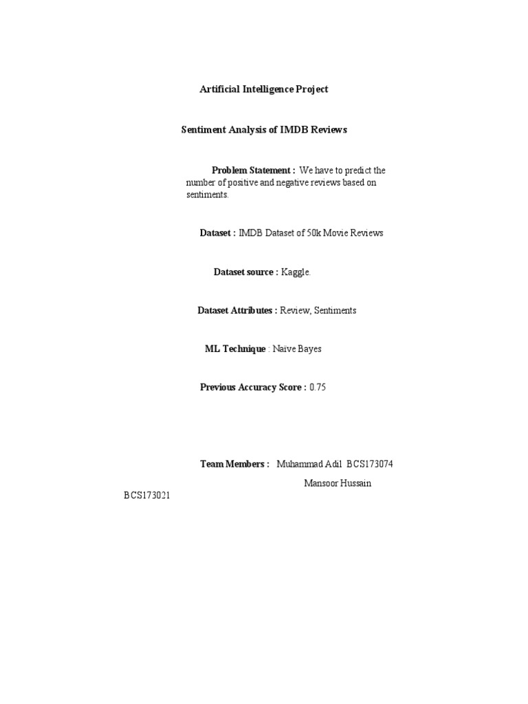 Artificial Intelligence Project | PDF