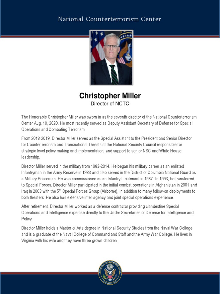 Christopher Miller: National Counterterrorism Center | PDF