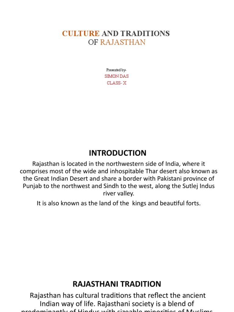 Culture and Tradition of Rajasthan | PDF | Art | Religion & Spirituality