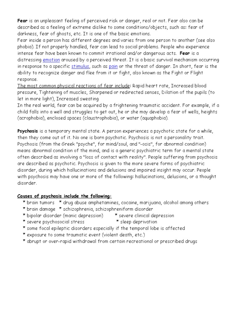 Fear Psychosis | PDF | Fear | Psychosis