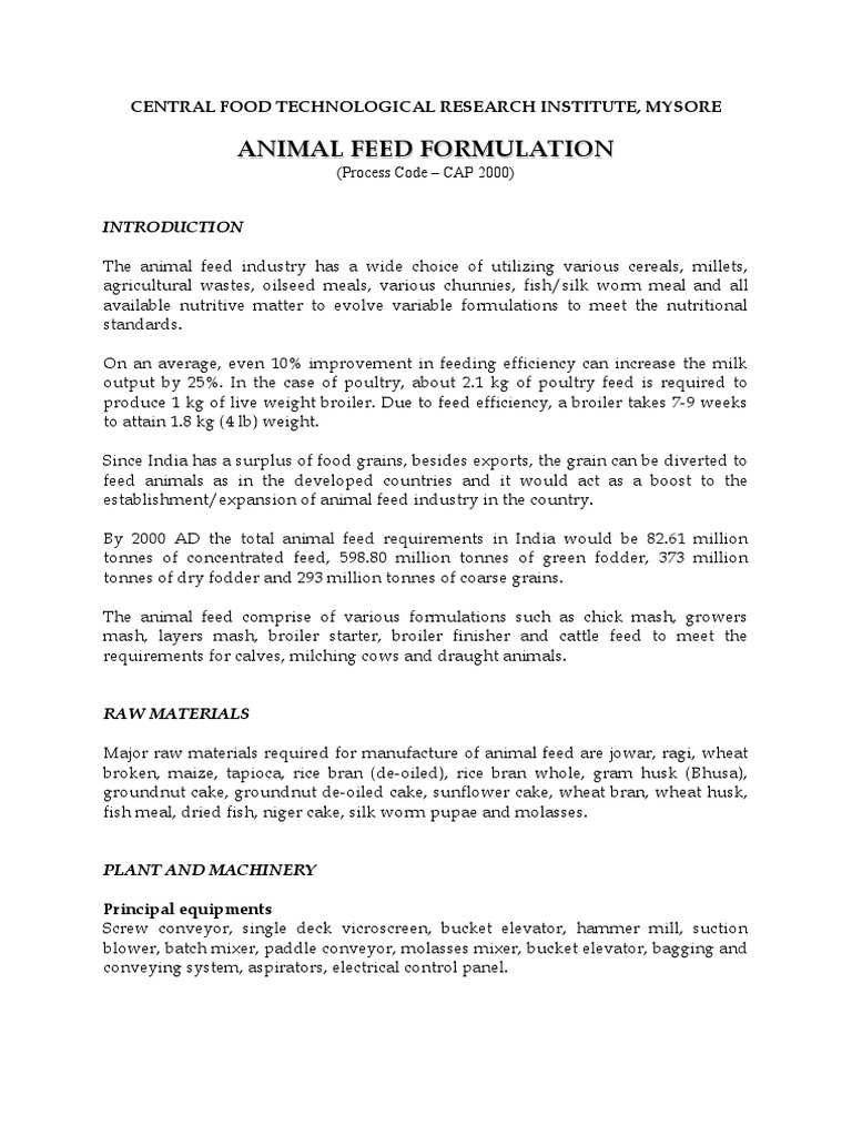 Animal Feed Formulation | PDF | Fodder | Cereals
