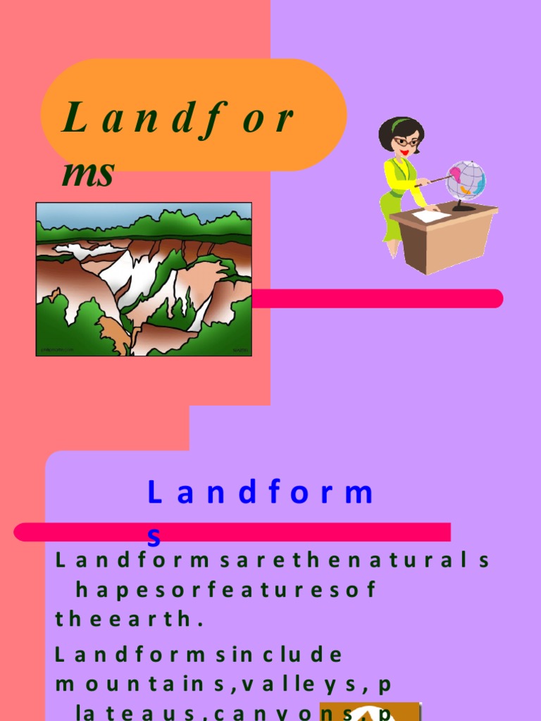 Types of Landforms and Water Bodies | PDF | Language Arts & Discipline