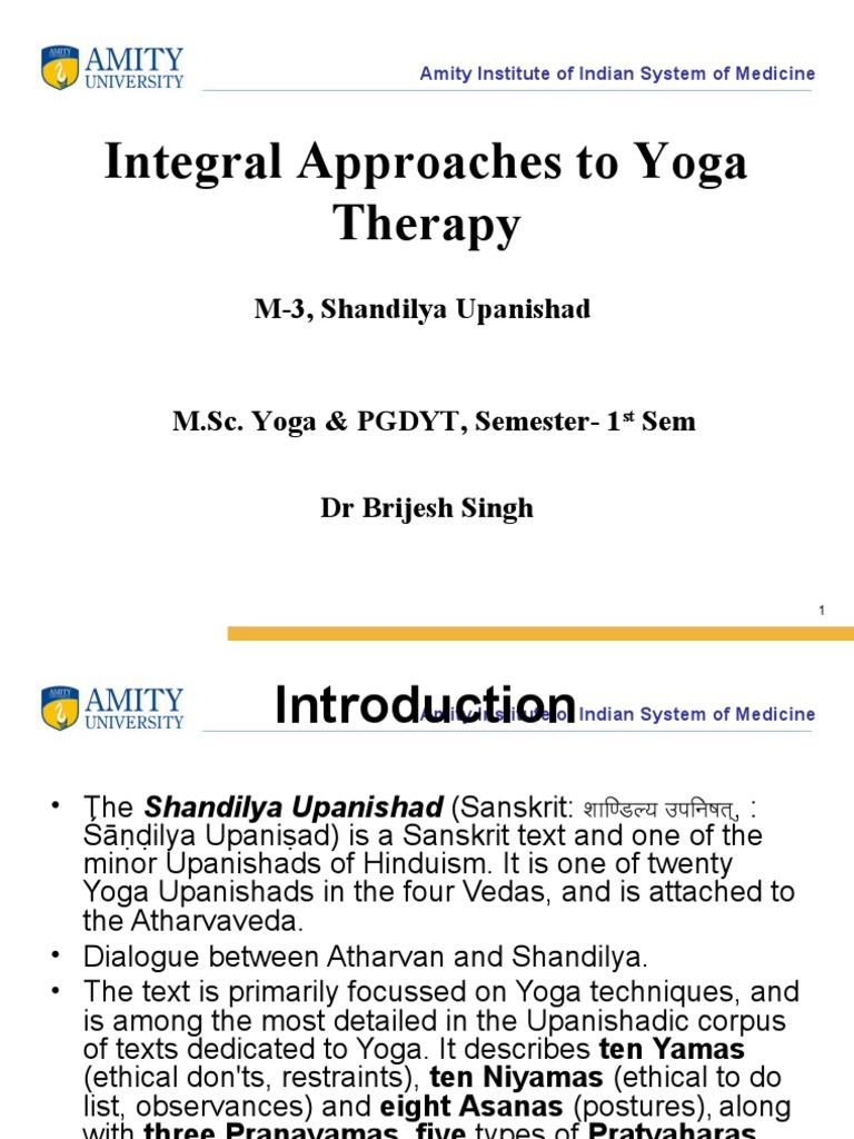 Integral Approaches To Yoga Therapy: M-3, Shandilya Upanishad | PDF ...
