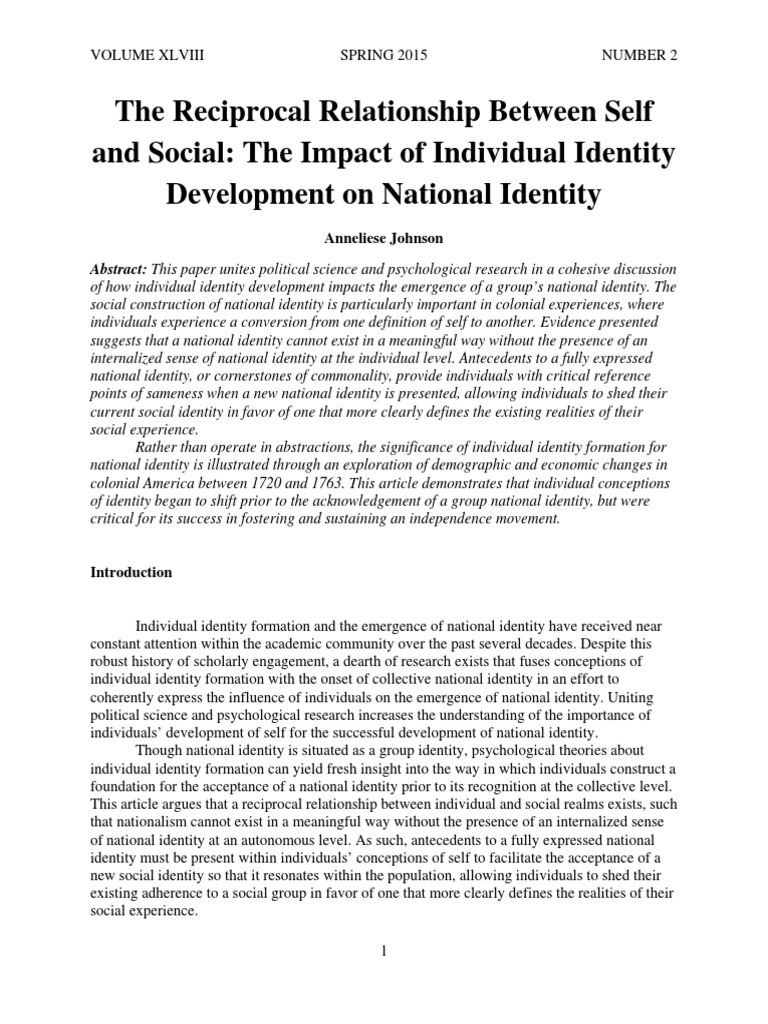 The Reciprocal Relationship Between Self and Social: The Impact of ...