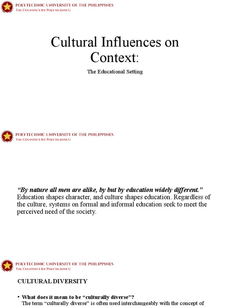Cultural Influences On Context:: The Educational Setting | PDF ...