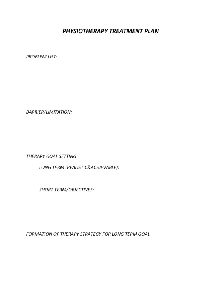 Physiotherapy Treatment Plan: Problem List | PDF