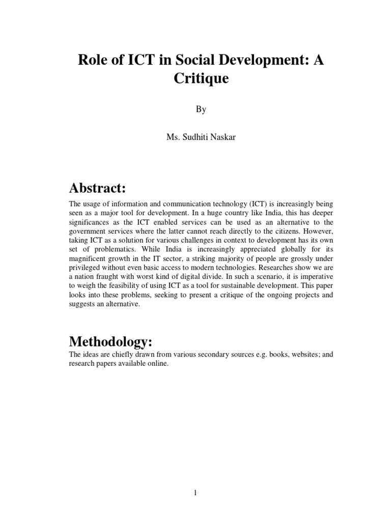 Role of ICT in Social Development PDF | PDF | Literacy | Information ...