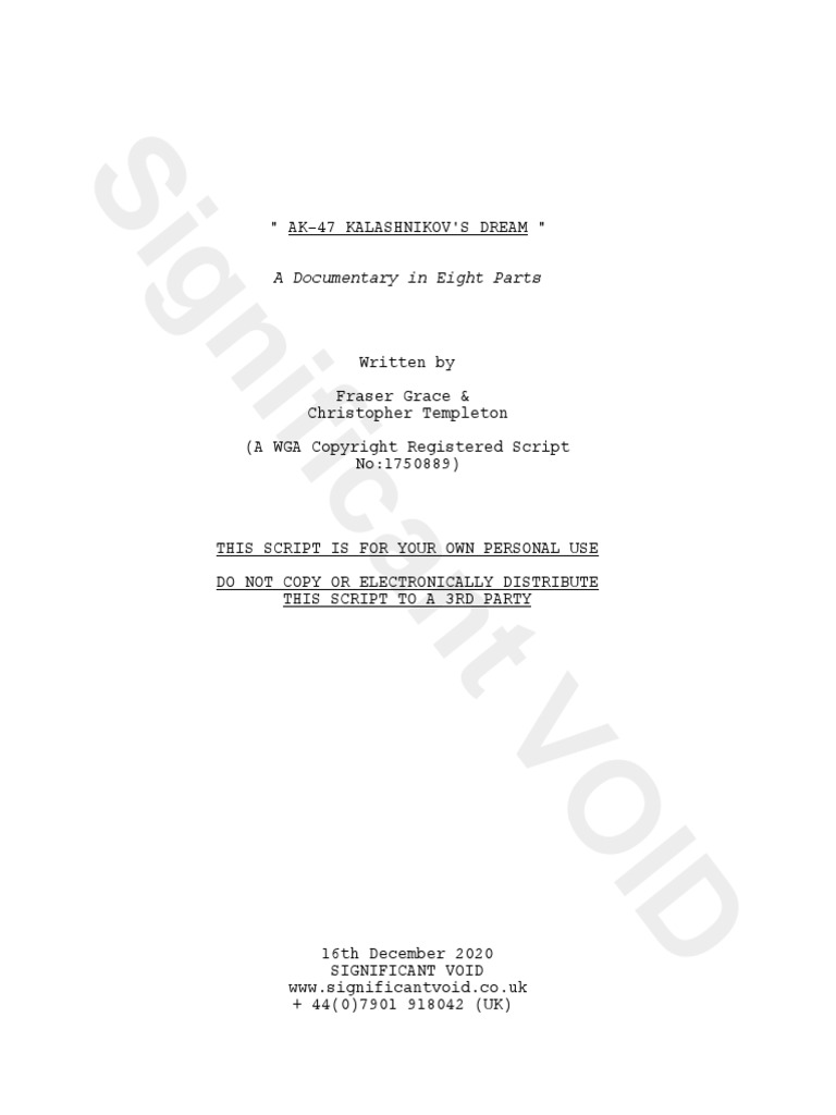 AK-47 KALASHNIKOV'S DREAM - Documentary Script | PDF | Gunpowder ...