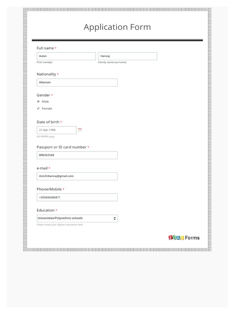 Application Form: Full Name | PDF