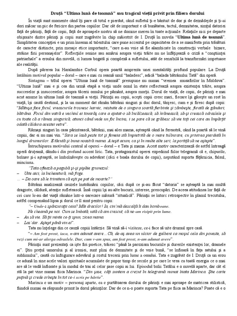 Ion Druta Dorul Ultima Luna de Toamna PDF | PDF