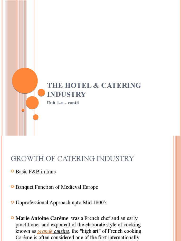 The Hotel & Catering Industry: Unit 1..a Contd | PDF | French Cuisine ...