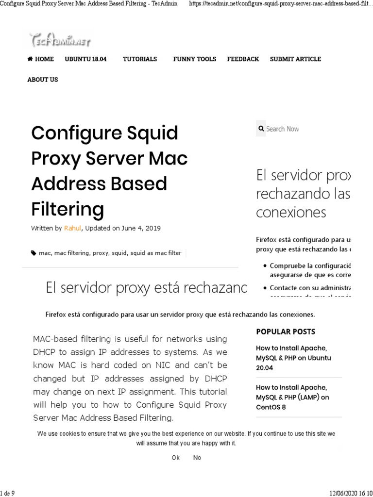 Configure Squide Proxy Server Mac Address | PDF | Proxy Server | Http Cookie