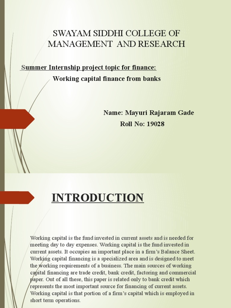 Summer Internship Project | PDF | Credit | Finance & Money Management