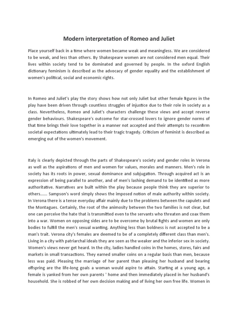 Modern Interpretation of Romeo and Juliet | PDF | Romeo And Juliet ...