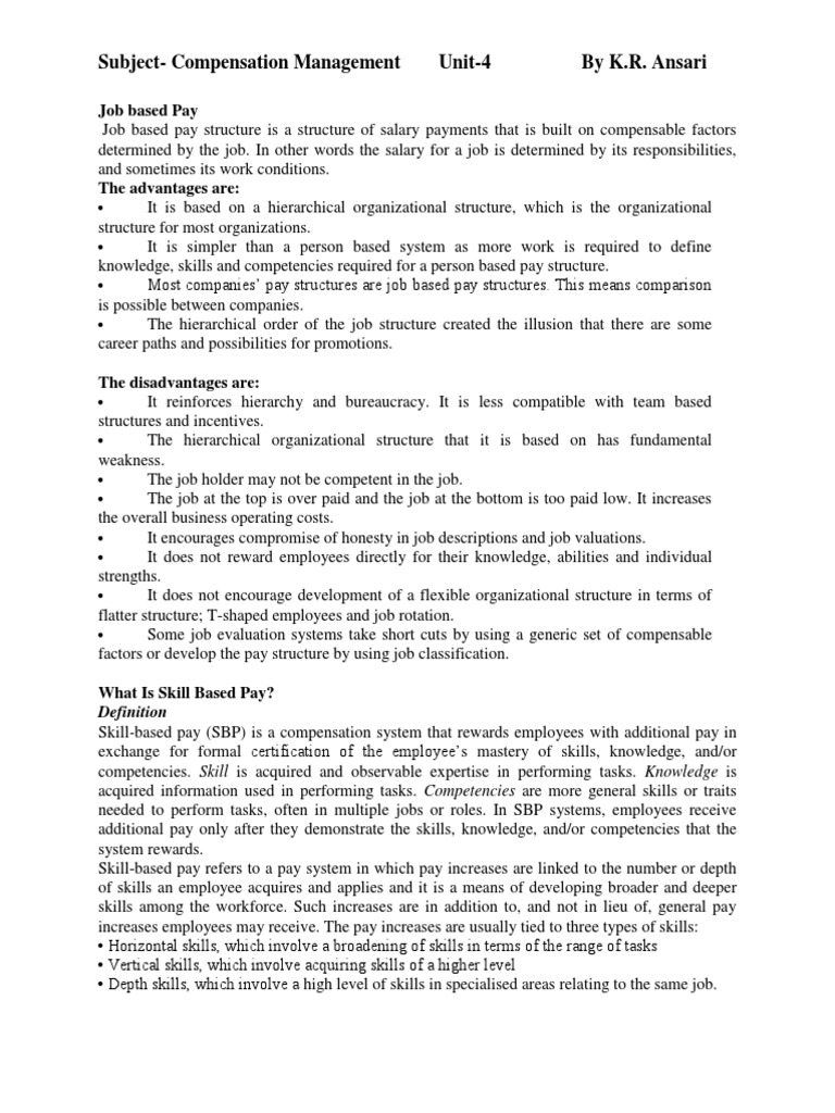 Subject-Compensation Management Unit-4 by K.R. Ansari | PDF | Employee ...