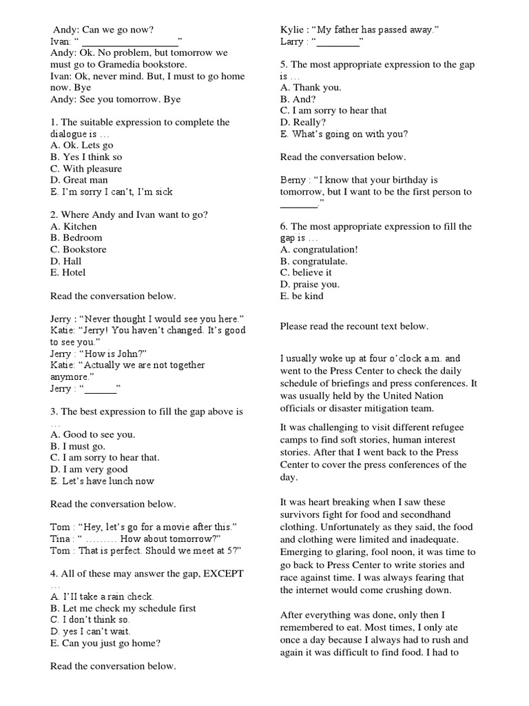 Soal Bahasa Inggris Kelas X-Dikonversi | PDF | Refrigerator | Foods