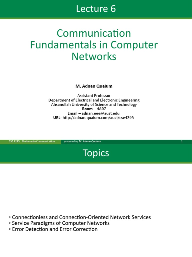 Communication Fundamentals in Computer Networks: M. Adnan Quaium | PDF | Error Detection And ...