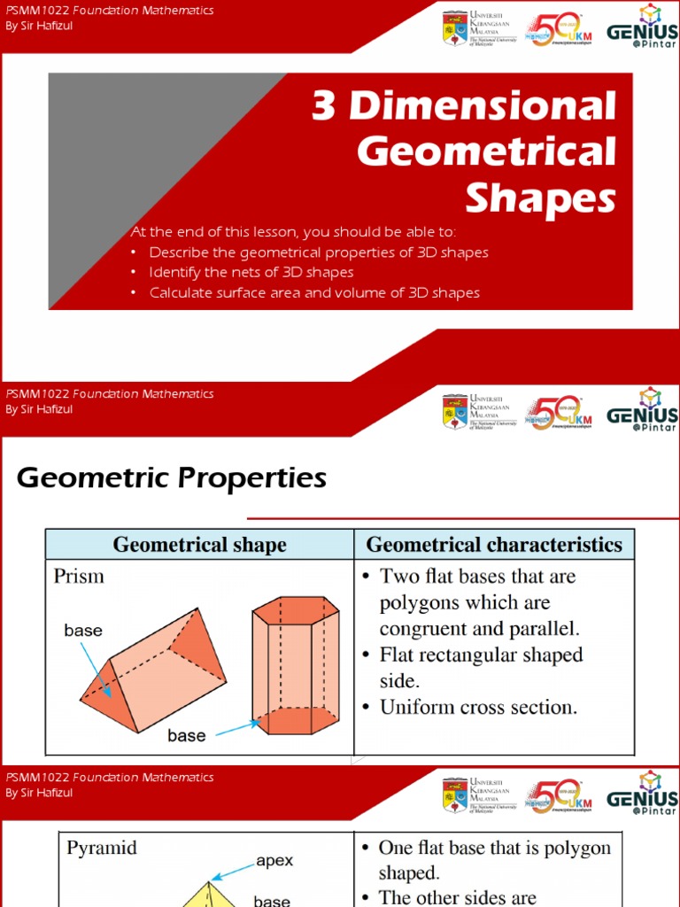3 Dimensional Geometrical Shapes | PDF | Volume | Geometry