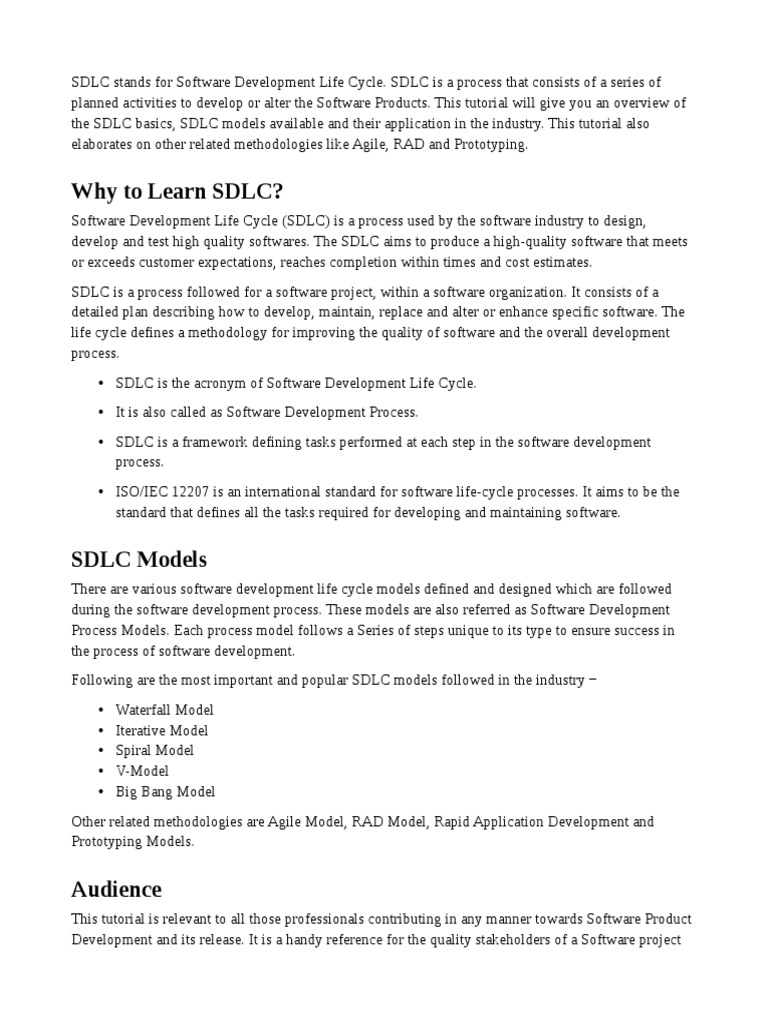 Why To Learn SDLC? | PDF | Software Development Process | Technology Development